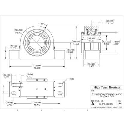 Heavy Duty Double Collar S2000 4 Bolt Pillow Block: 5" S2000 Double ...