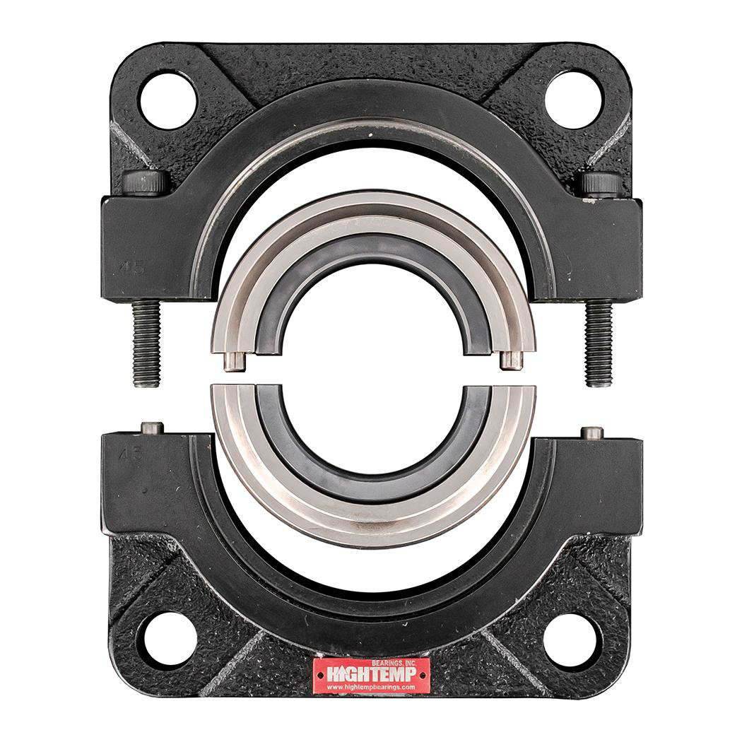 Split 4-Bolt Flange HT750 Carbon Sleeve Bearing: 3-15/16" Split 4 Bolt ...